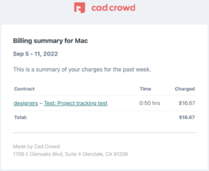 Your weekly billing report | Cad Crowd