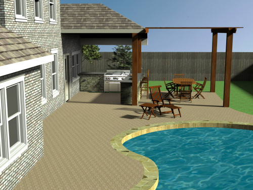 Outdoor Kitchen Render - Freelance 3D Modeling Design - Cad Crowd