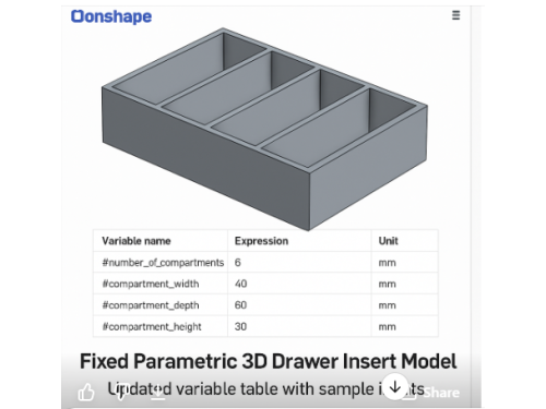 Fix Parametric 3D Drawer Insert Model in Onshape - Freelance 3D ...